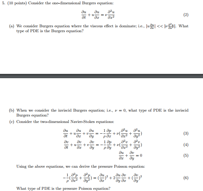 Solved 5 10 Points Consider The One Dimensional Burgers