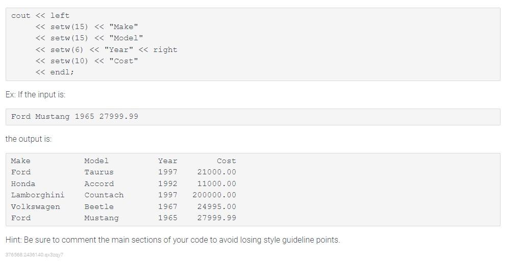 Solved 7.3 LAB: Classic Cars Dick's classic cars needs to | Chegg.com