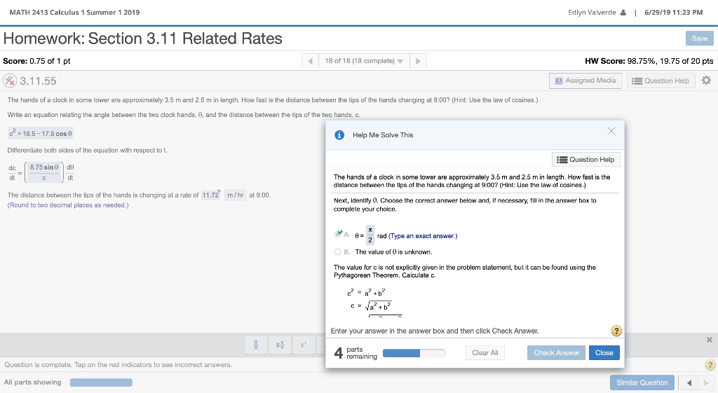 Solved 6/29/19 11:23 PM MATH 2413 Calculus 1 Summer 1 2019 | Chegg.com