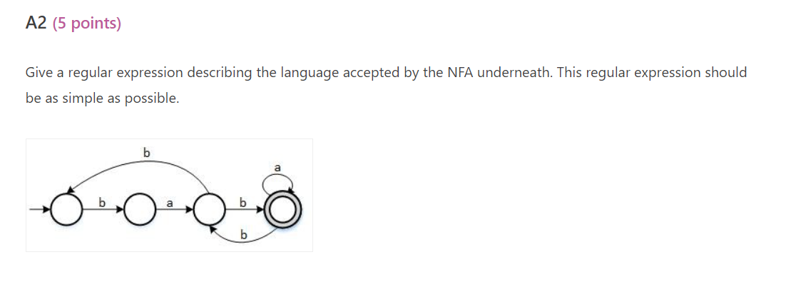 Solved A2 (5 points) Give a regular expression describing | Chegg.com