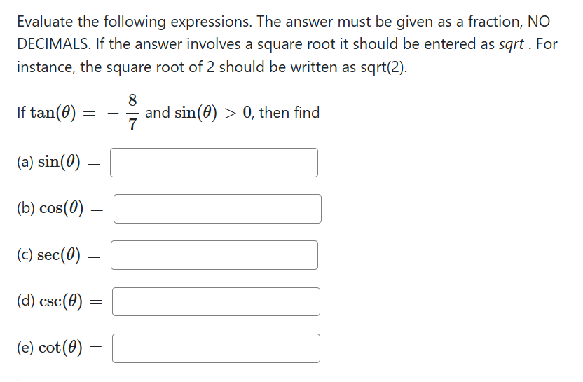 Solved Evaluate the following expressions. The answer must | Chegg.com