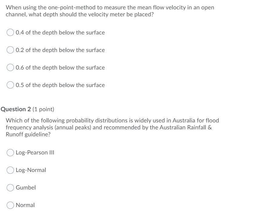 Solved When using the one-point-method to measure the mean | Chegg.com