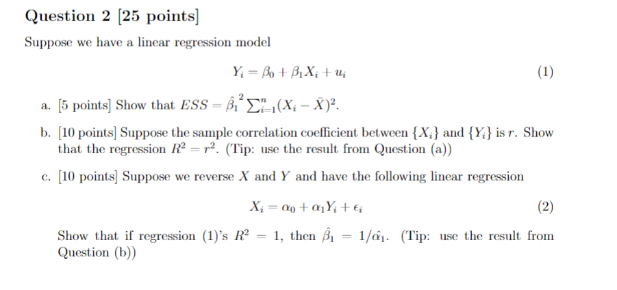 Solved Suppose we have a linear regression model | Chegg.com