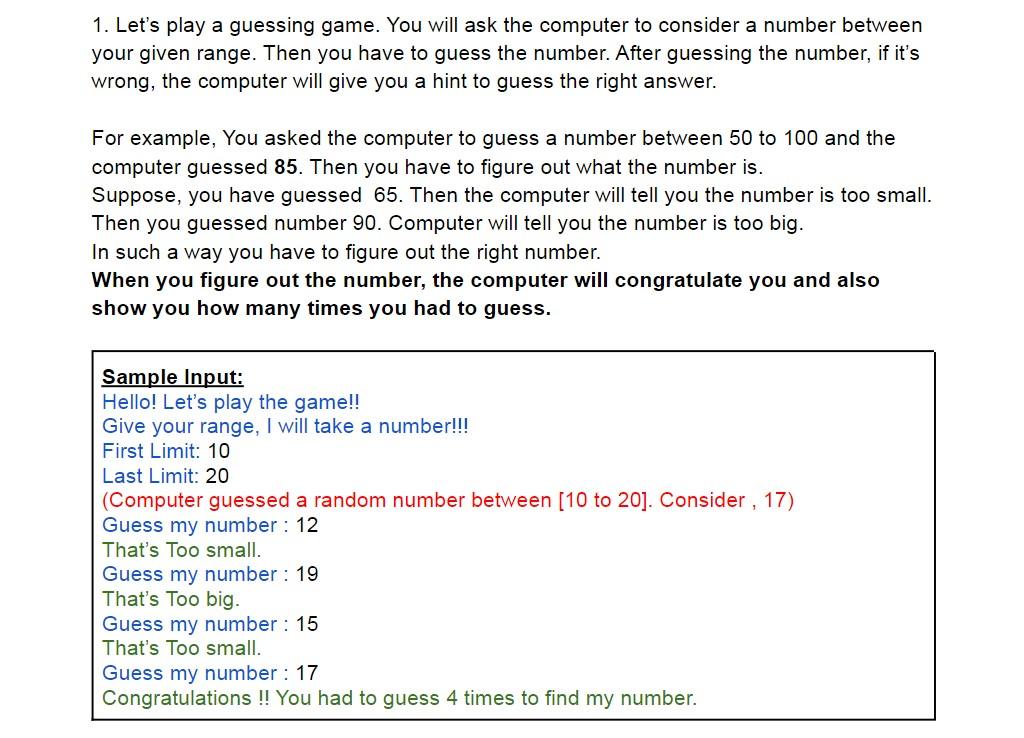 Solved 1. Let's play a guessing game. You will ask the | Chegg.com