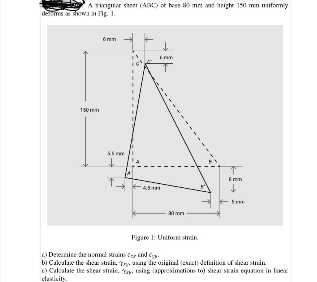 Solved A triangular sheet (ABC) of base 80 mm and height 150 | Chegg.com