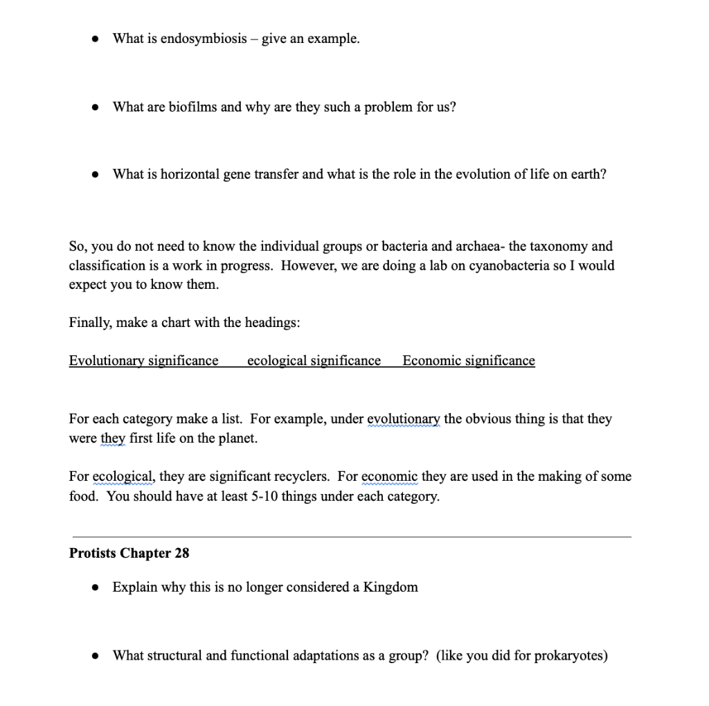 Solved What is endosymbiosis - give an example. . What are | Chegg.com