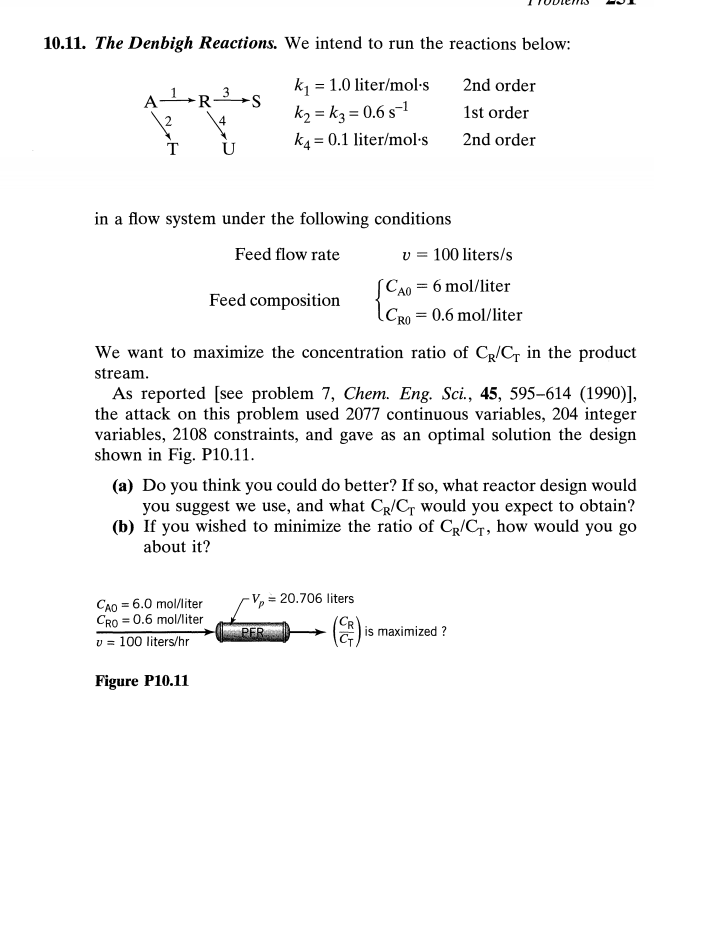 Solved UJI 10.11. The Denbigh Reactions. We intend to run | Chegg.com