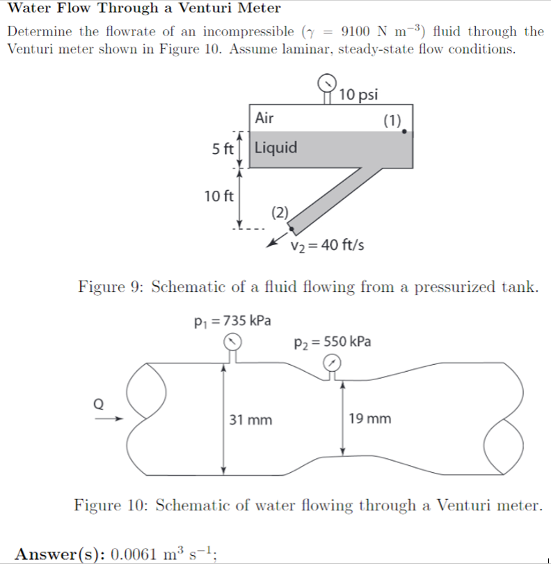Solved Water Flow Through a Venturi Meter Determine the | Chegg.com