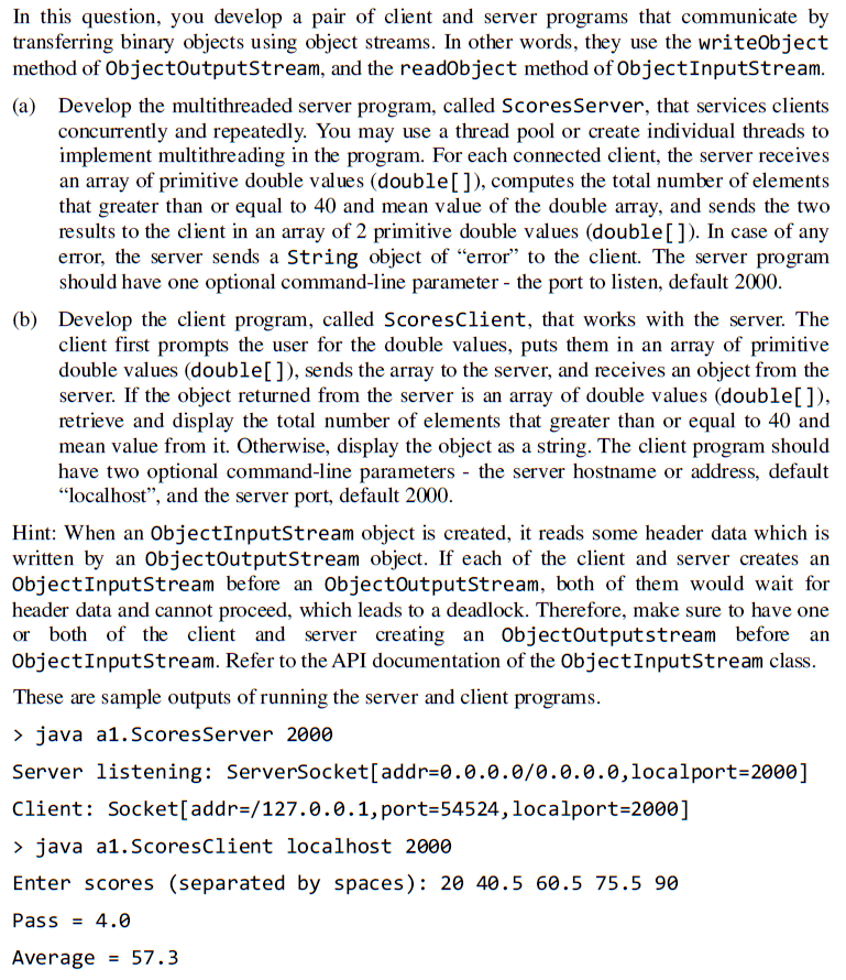 Solved In this question, you develop a pair of client and | Chegg.com