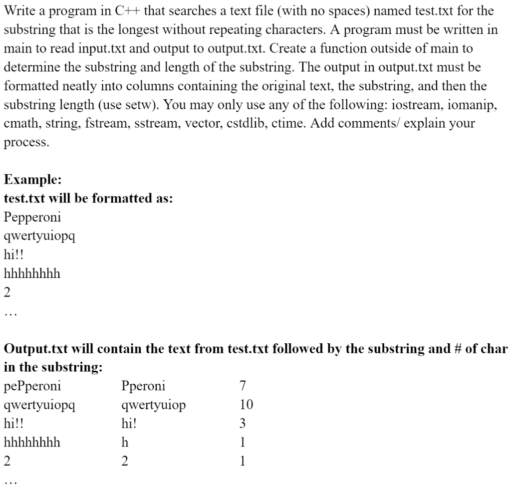 Solved Write a program in C++ that searches a text file | Chegg.com