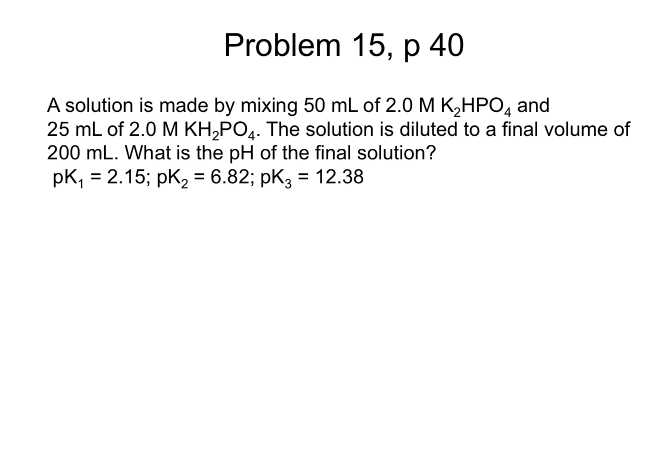 Solved A solution is made by mixing 50 mL of 2.0MK2HPO4 and | Chegg.com
