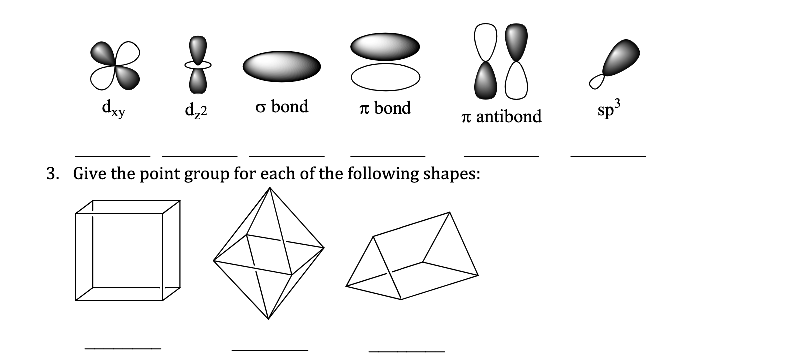 Solved 3. Give the point group for each of the following | Chegg.com