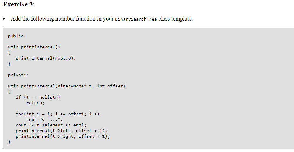 Exercise 1 Implement The Binarysearchtree Adt In A 