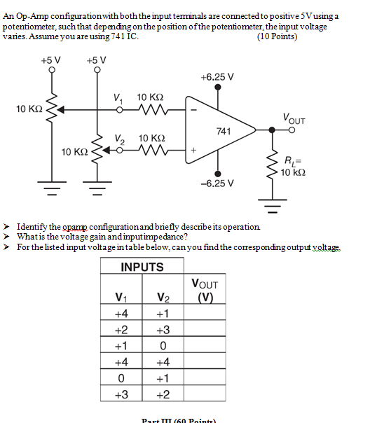 Solved An Op-Amp configuration with both the input terminals | Chegg.com