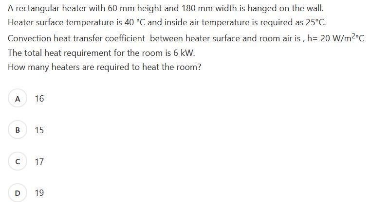 Solved A rectangular heater with 60 mm height and 180 mm | Chegg.com