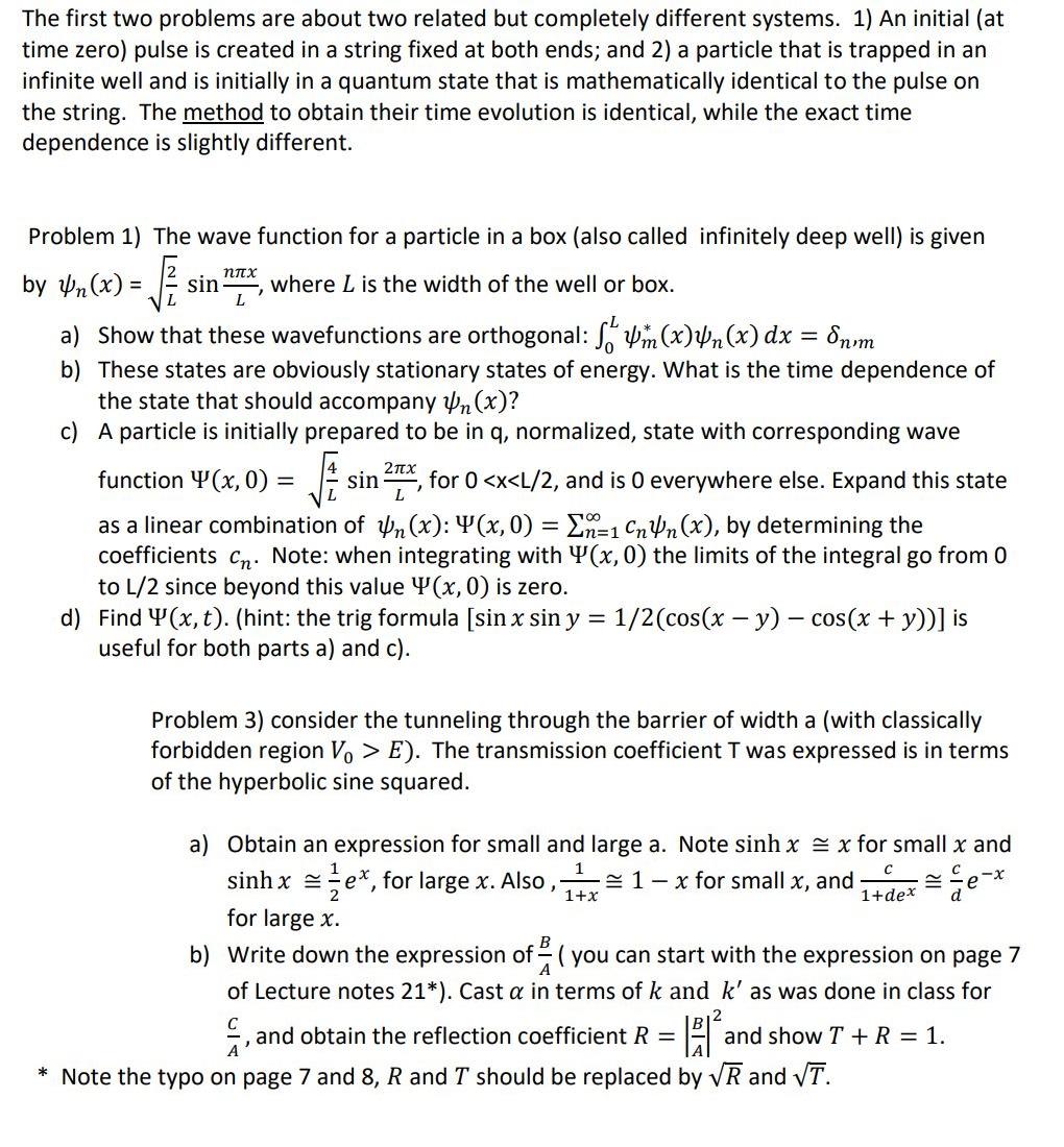 The first two problems are about two related but | Chegg.com