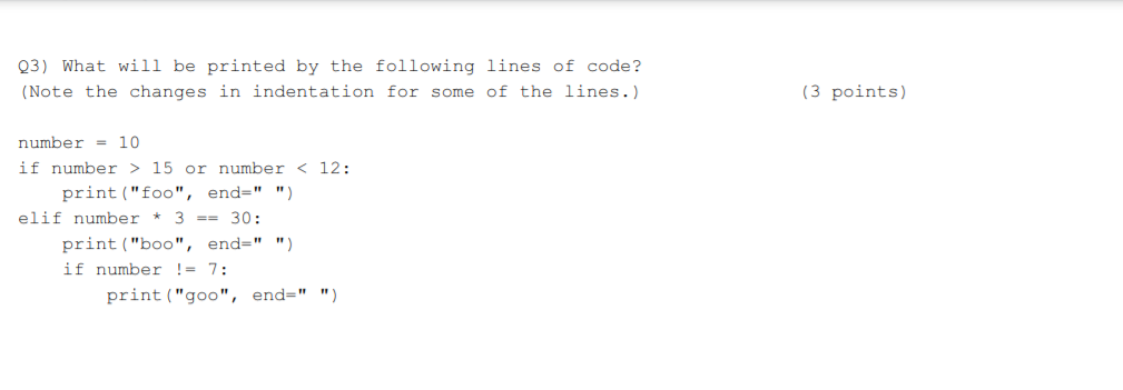 Solved 03) What will be printed by the following lines of | Chegg.com
