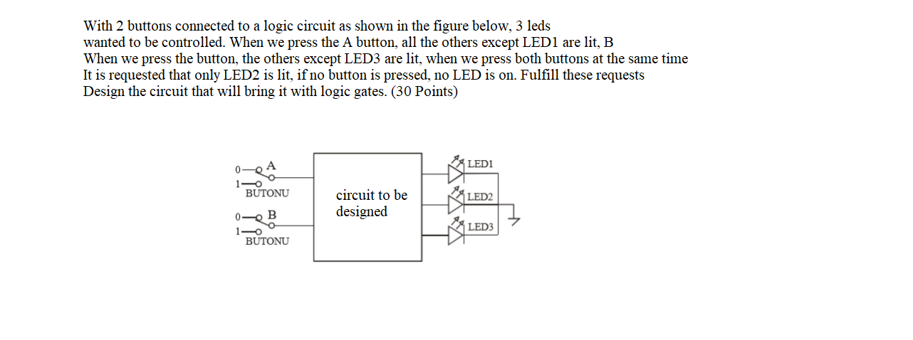 Solved With 2 buttons connected to a logic circuit as shown | Chegg.com
