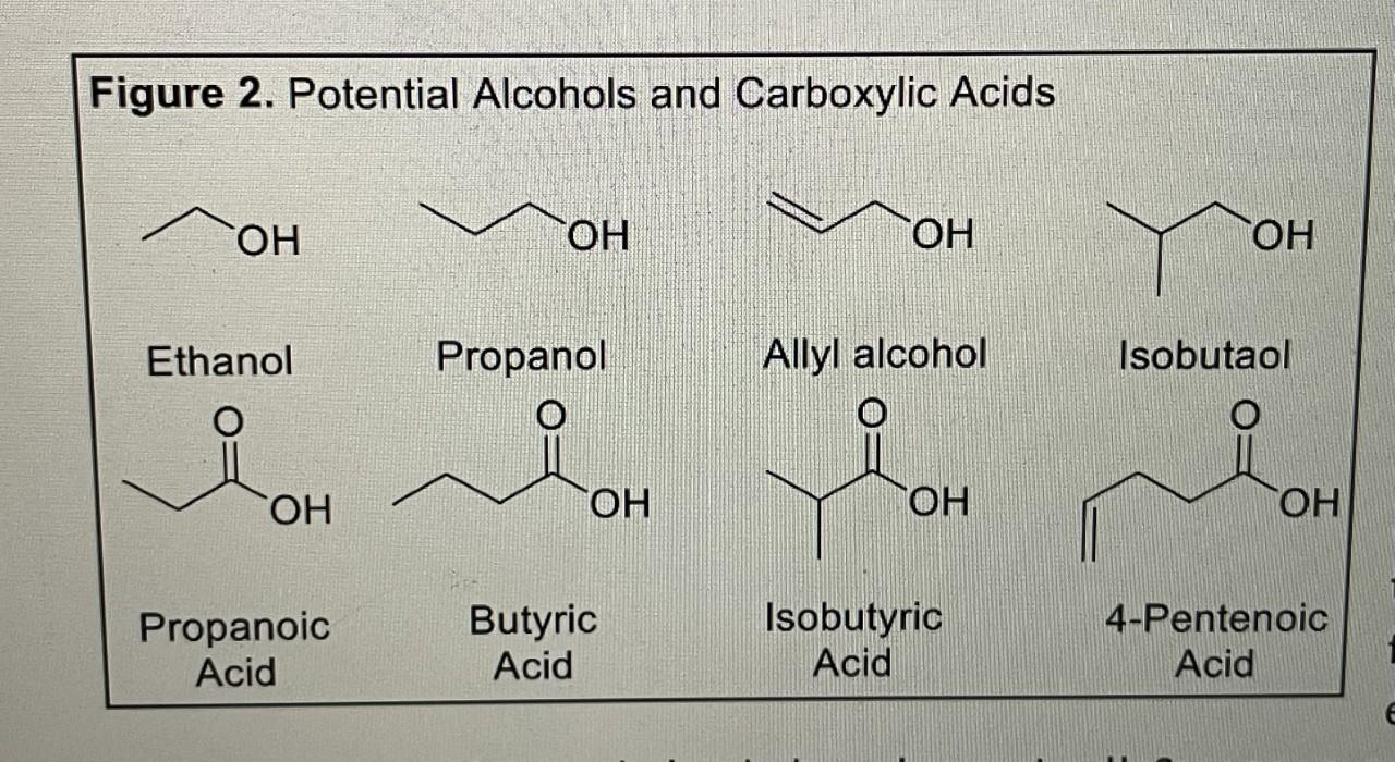 Solved Below is a picture of unknown alcohols and carboxylic | Chegg.com
