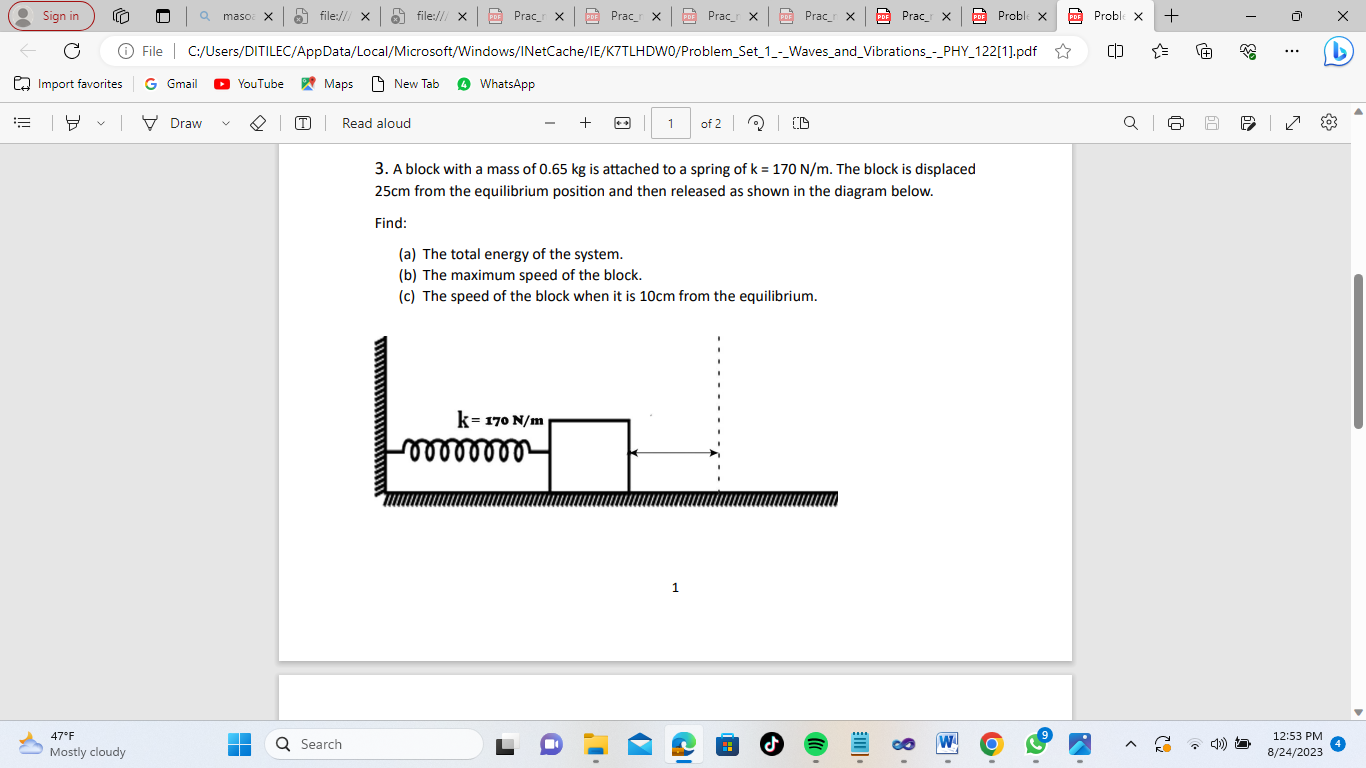 Solved 4. A spring is hanging vertically, and a 15 kg block | Chegg.com