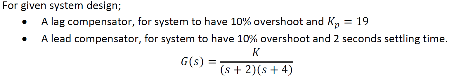 Solved For Given System Design A Lag Compensator For Chegg