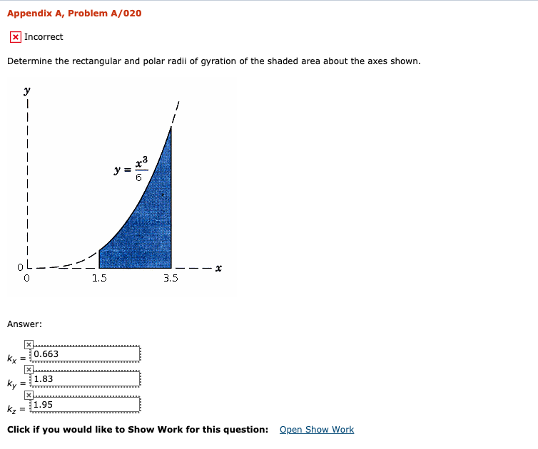 Solved Appendix A, Problem A/020 Incorrect Determine the | Chegg.com