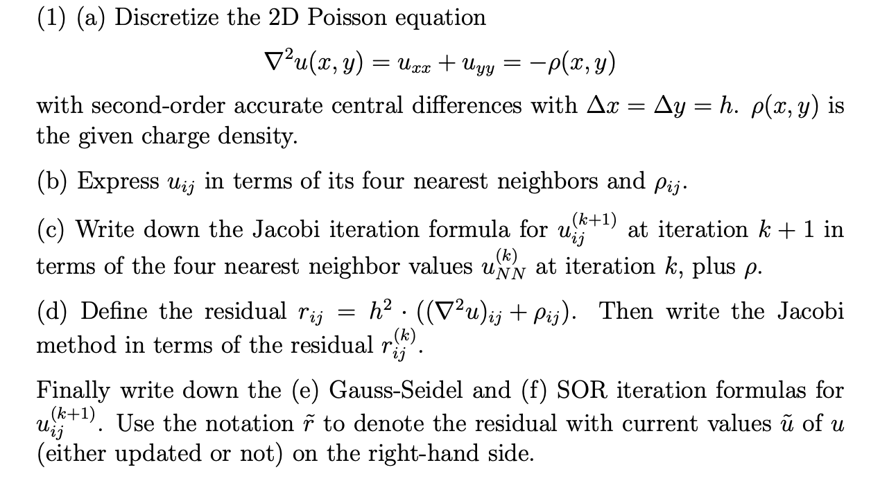 (1) (a) Discretize the 2D Poisson equation Vºu(x, y) | Chegg.com