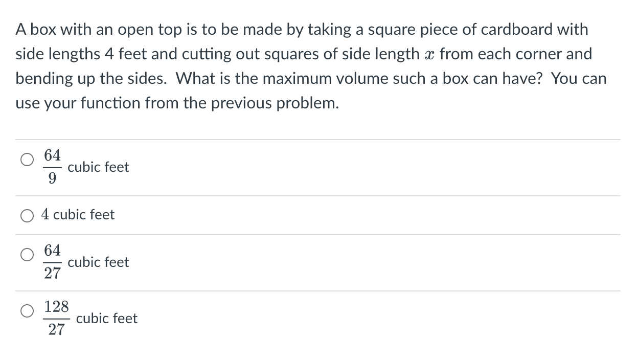 Solved A box with an open top is to be made by taking a | Chegg.com