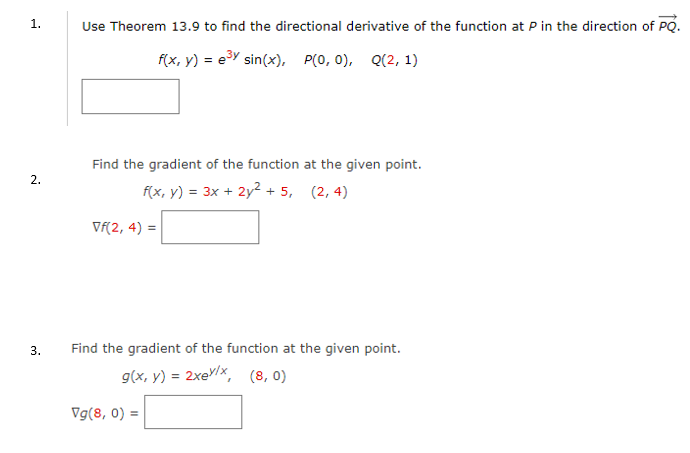 Solved 1. Use Theorem 13.9 to find the directional | Chegg.com
