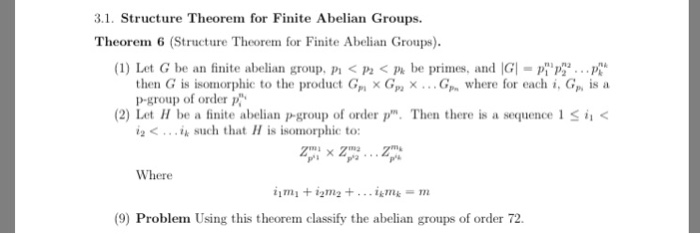 Solved 3.1. Structure Theorem for Finite Abelian Groups | Chegg.com