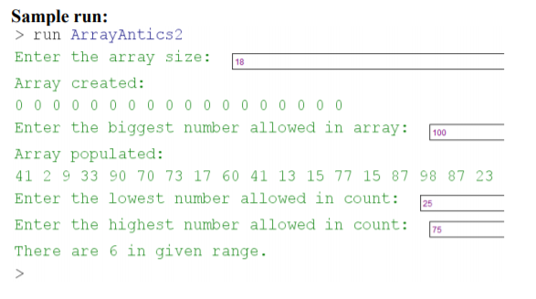 Solved Array Exercise The program (call the class | Chegg.com