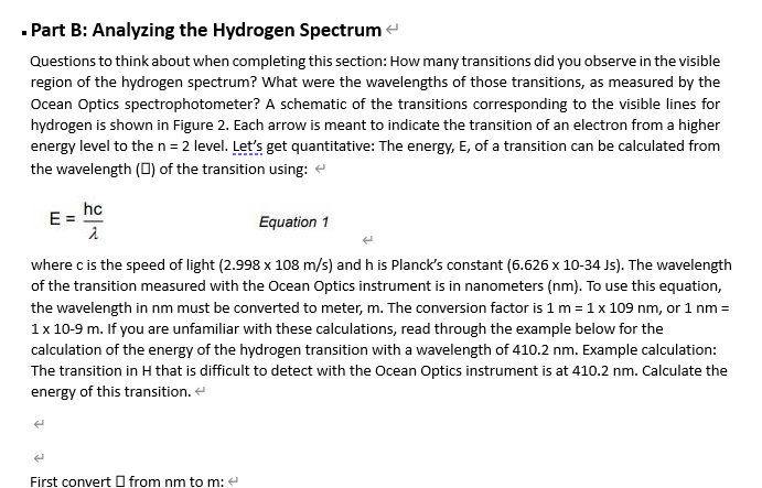 Solved 1 Part B: Analyzing the Hydrogen Spectrum Questions | Chegg.com