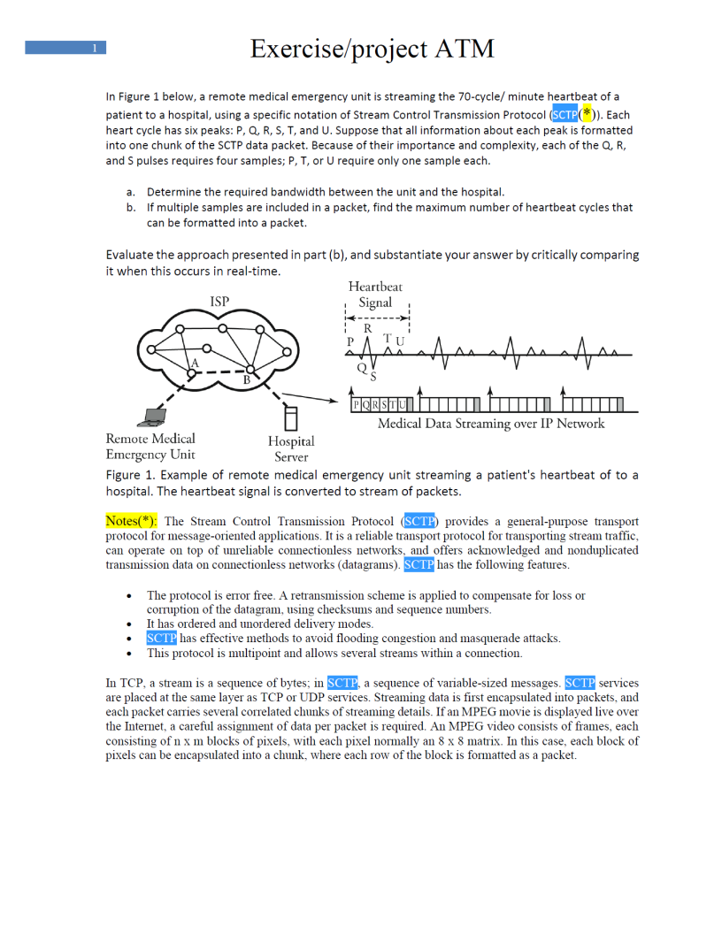 Exercise/project ATM In Figure 1 below, a remote | Chegg.com