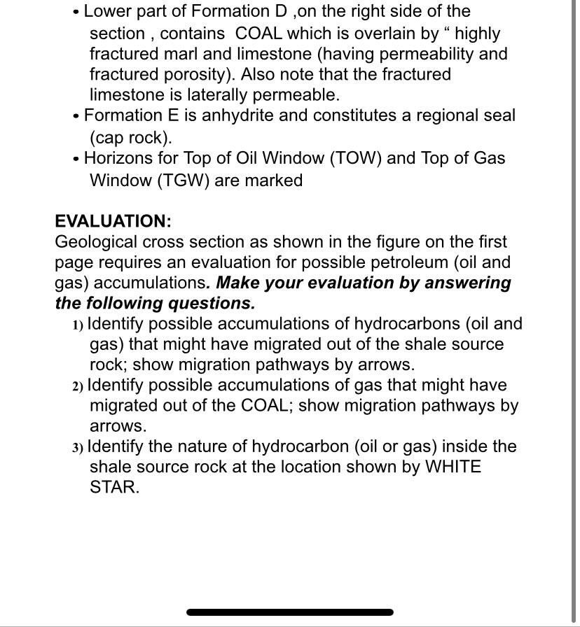 coal U= Unconformity TOw : Top of Oil Window TGW: Top | Chegg.com