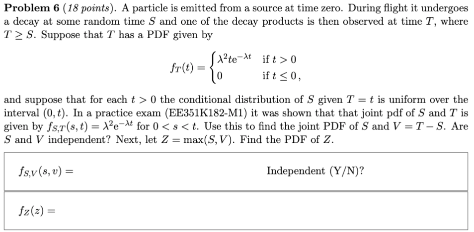 Solved Problem 6 (18 points). A particle is emitted from a | Chegg.com