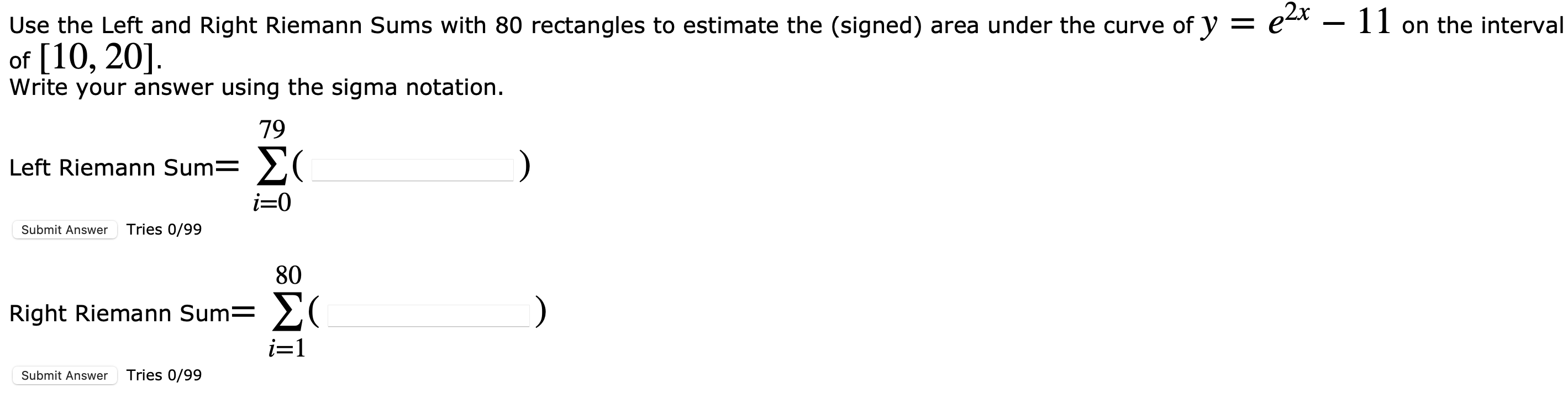Solved Use the Left and Right Riemann Sums with 80 | Chegg.com
