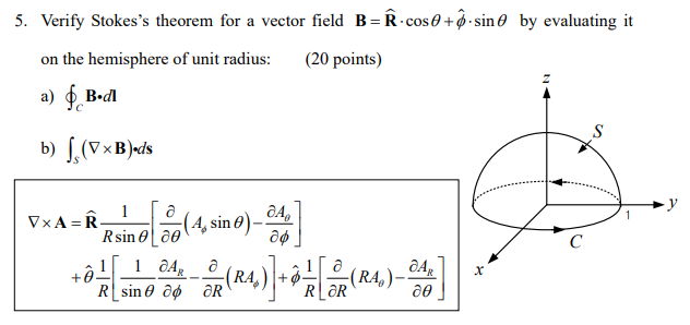Solved 5. Verify Stokes's theorem for a vector field | Chegg.com
