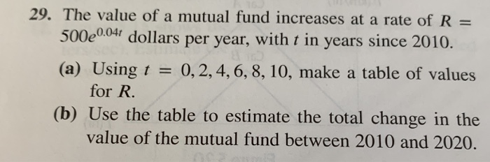 Solved 29. The value of a mutual fund increases at a rate of | Chegg.com