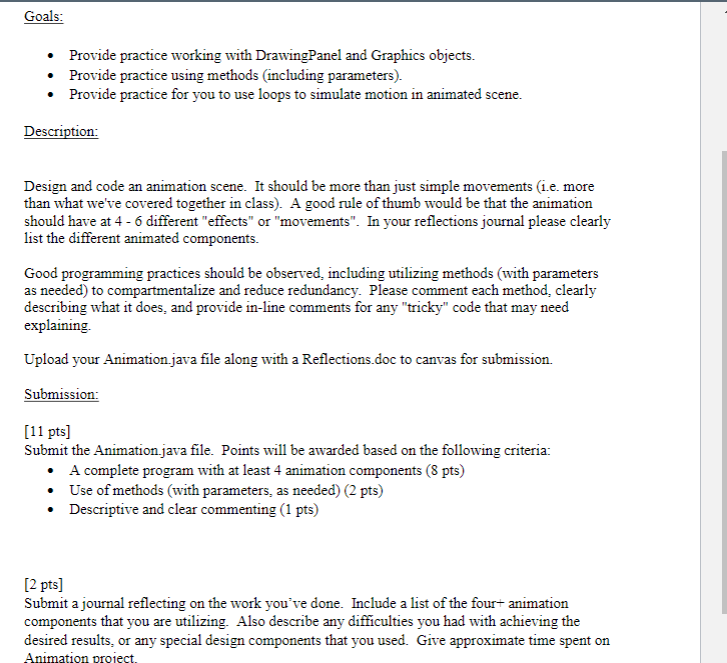 Solved Goals: • Provide practice working with Drawing Panel | Chegg.com