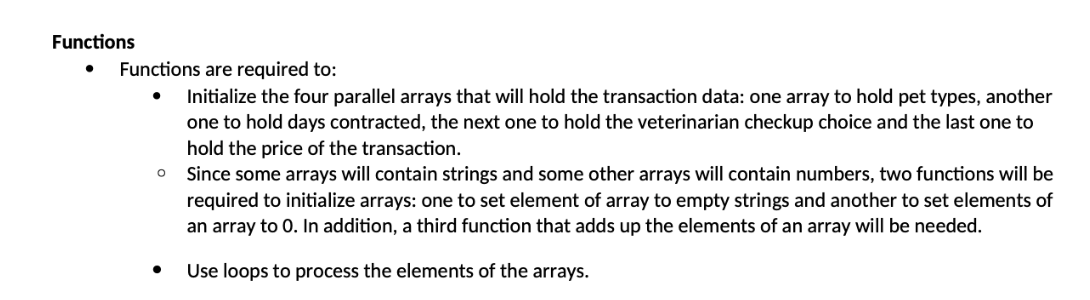 Solved Functions - Functions are required to: - Initialize | Chegg.com