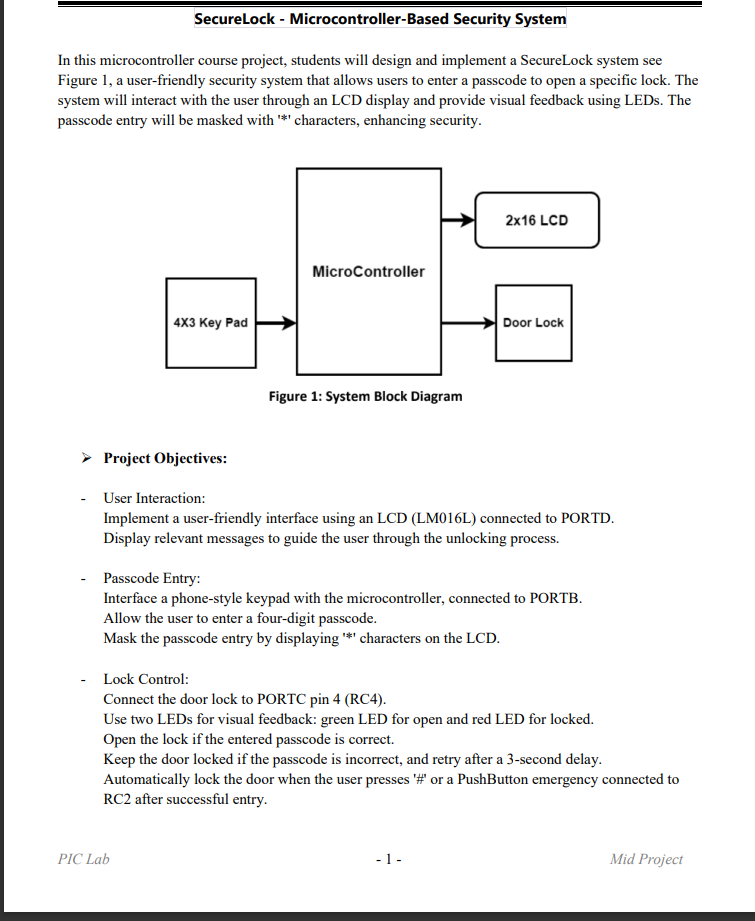 Solved In this microcontroller course project, students will | Chegg.com