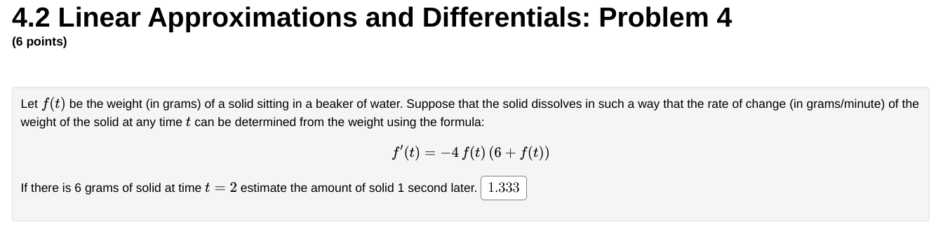 Solved 4 2 Linear Approximations And Differentials Problem