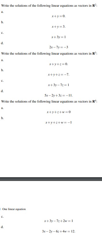 Solved Write the solutions of the following linear equations | Chegg.com