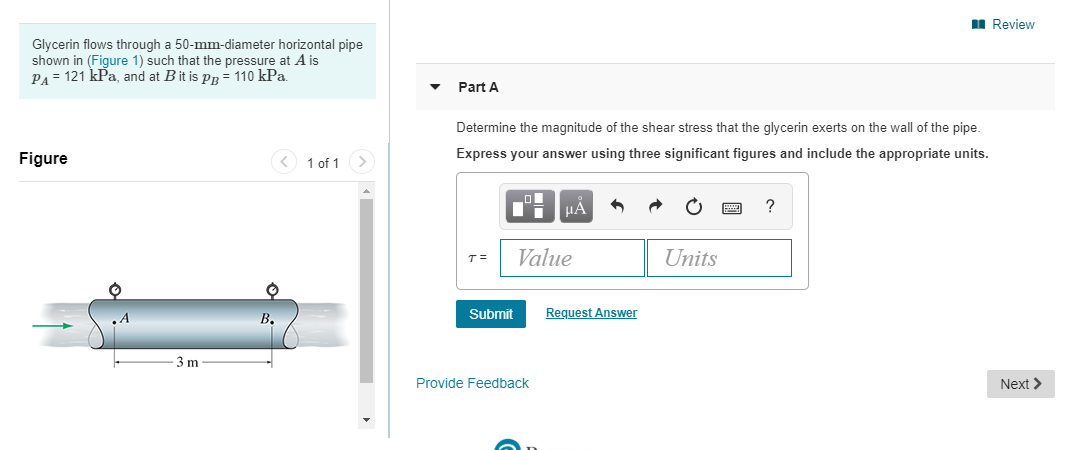 Solved 1 Review Glycerin flows through a 50-mm-diameter | Chegg.com