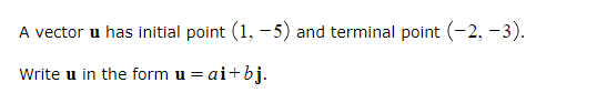 Solved A vector u has initial point. -5) and terminal point | Chegg.com