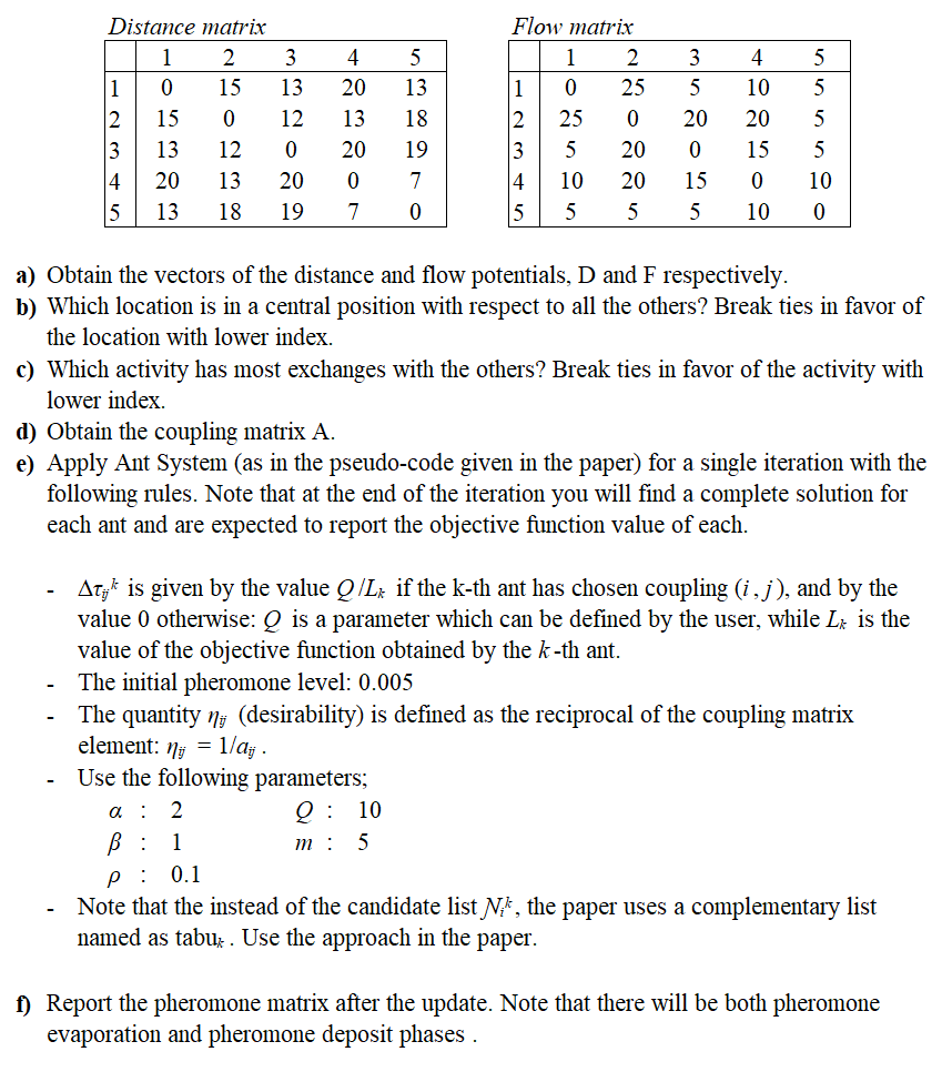 Solved 3 13 12 Distance matrix 1 2 1 0 15 2 15 0 3 13 12 4. | Chegg.com