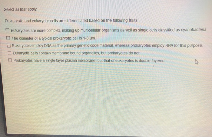 Solved Select all that apply Prokaryotic and eukaryotic | Chegg.com