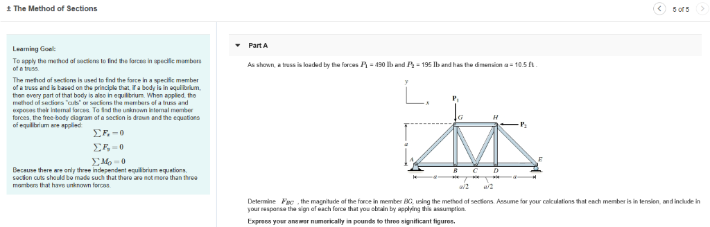 Solved The Method of Sections PartA Learning Goal: To apply | Chegg.com Solved The Method of Sections PartA Learning Goal: To apply | Chegg.com