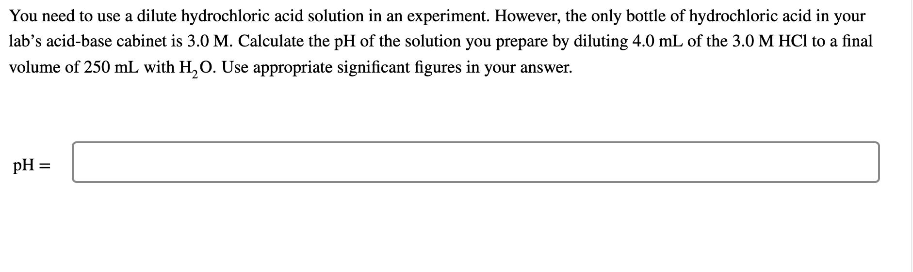 Solved You need to use a dilute hydrochloric acid solution | Chegg.com