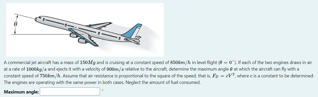 Solved A commercial jet aircraft has a mass of 150Mg and is | Chegg.com